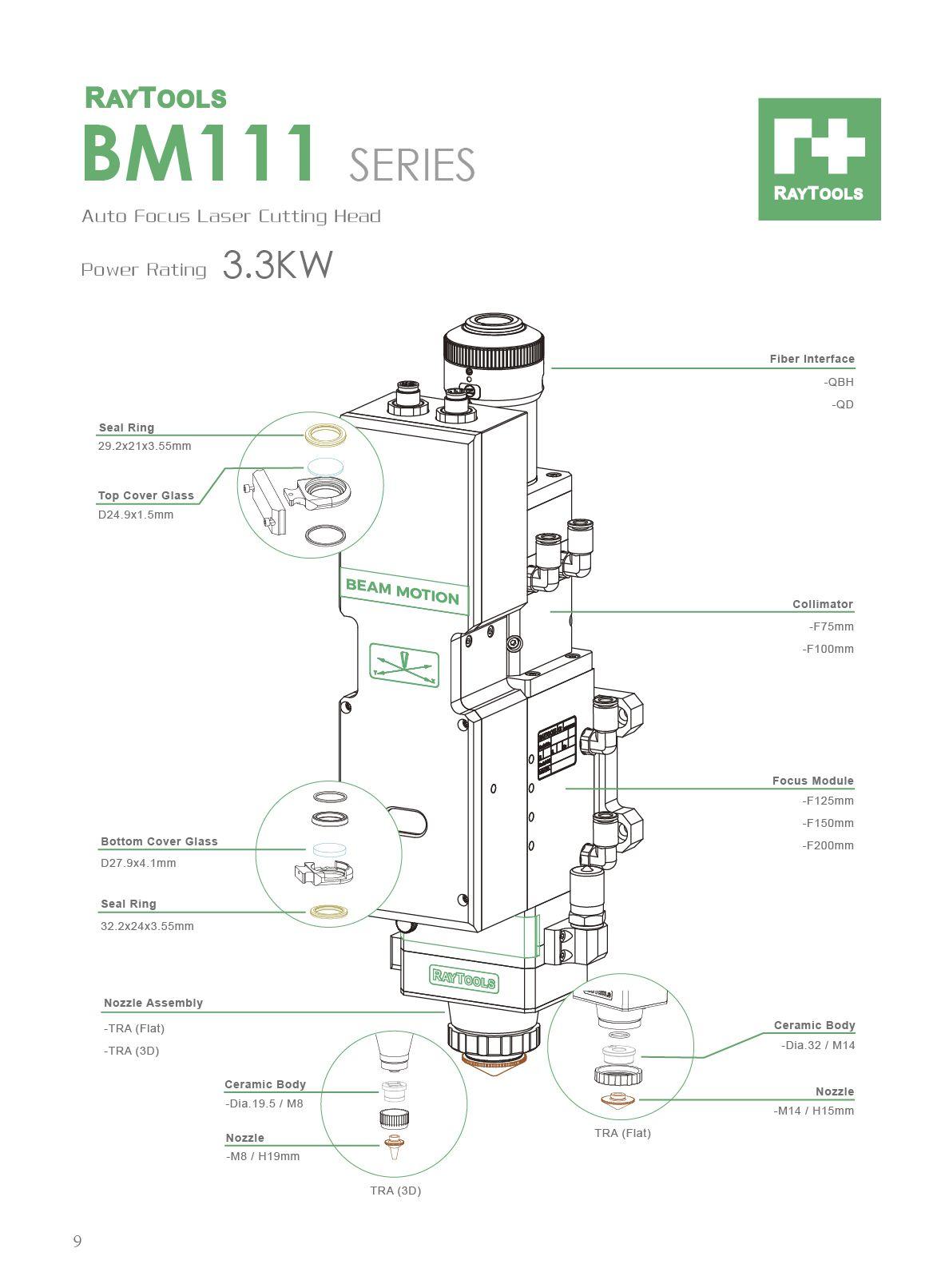 Raytools BM111 Otomatik Odaklama Lazer Kesim Kafası Raytools BM111